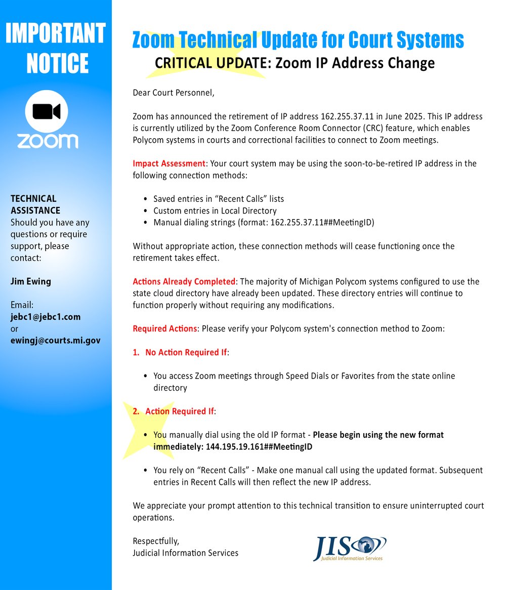 IMPORTANT UPDATE: Zoom Is Retiring the IP Address Currently Used by Our ...